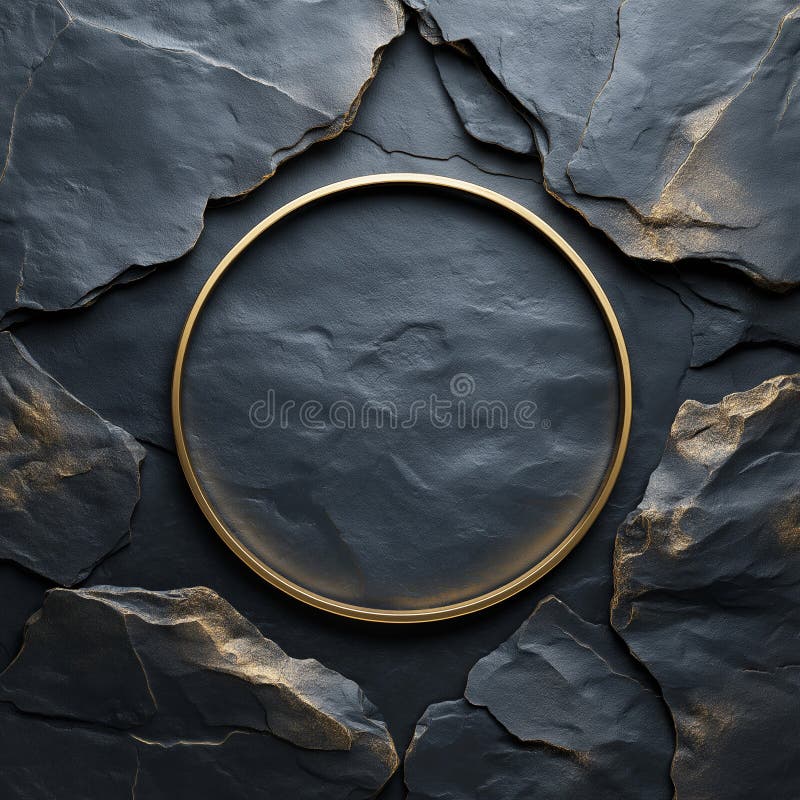 Gold Metal Round Frame on a Dark Stone Background Stock Illustration ...