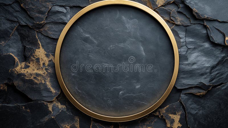Gold Metal Round Frame on a Dark Stone Background Stock Illustration ...