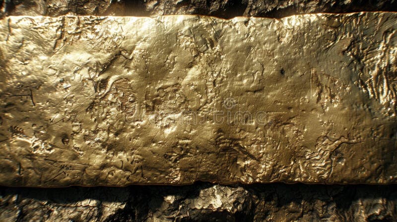 A Gold Metal Sheet is Sitting on a Tree Trunk, AI Stock Photo - Image ...