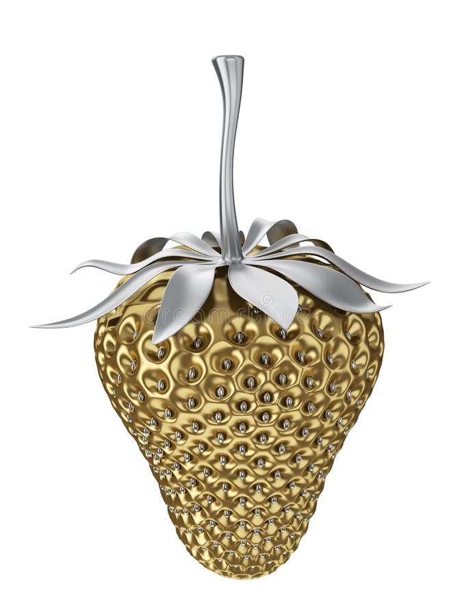 Gold and Metal Strawberry on White Background Stock Illustration ...