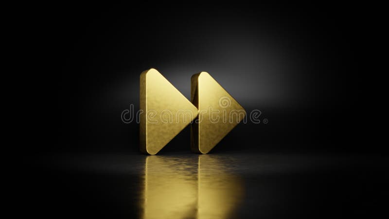 Gold Metal Symbol of Forward 3D Rendering with Blurry Reflection on ...