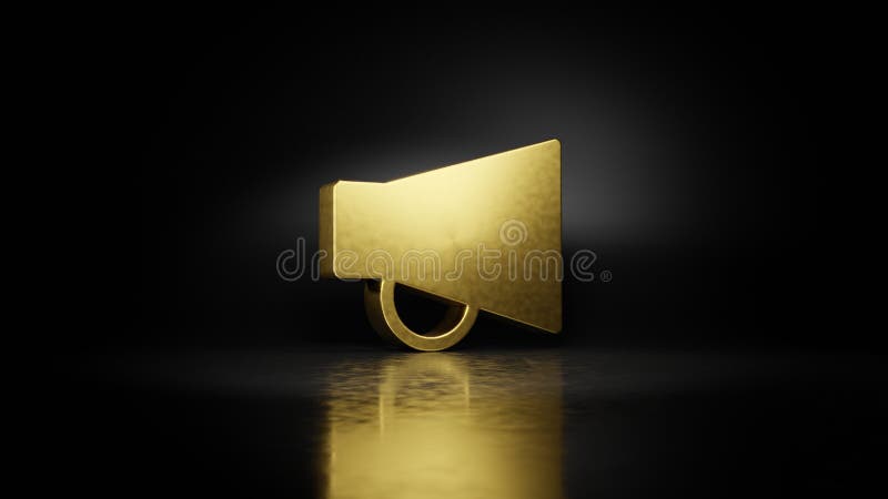 Gold Metal Symbol of Notification 3D Rendering with Blurry Reflection ...
