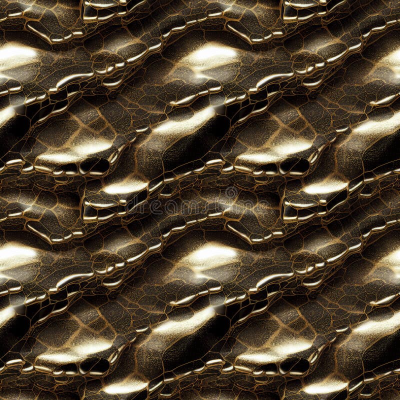 Gold Metallic Abstract Dynamic Seamless Pattern. Luxurious Golden Shiny ...
