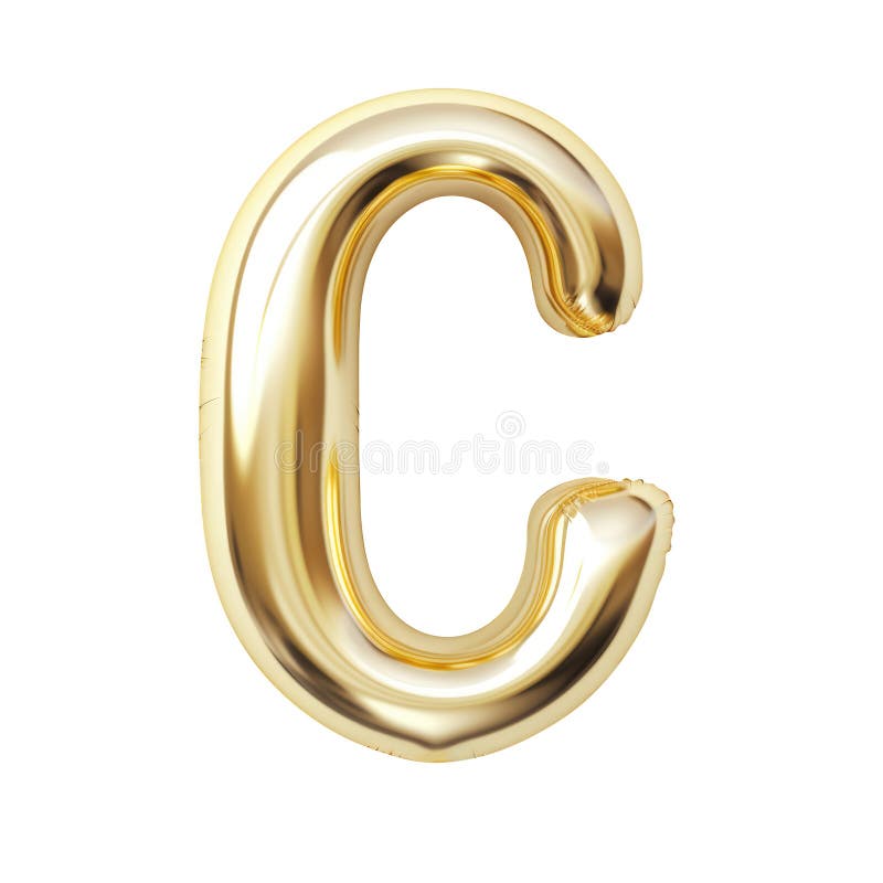Gold Metallic C Alphabet Balloon Realistic 3D on White Background Stock ...