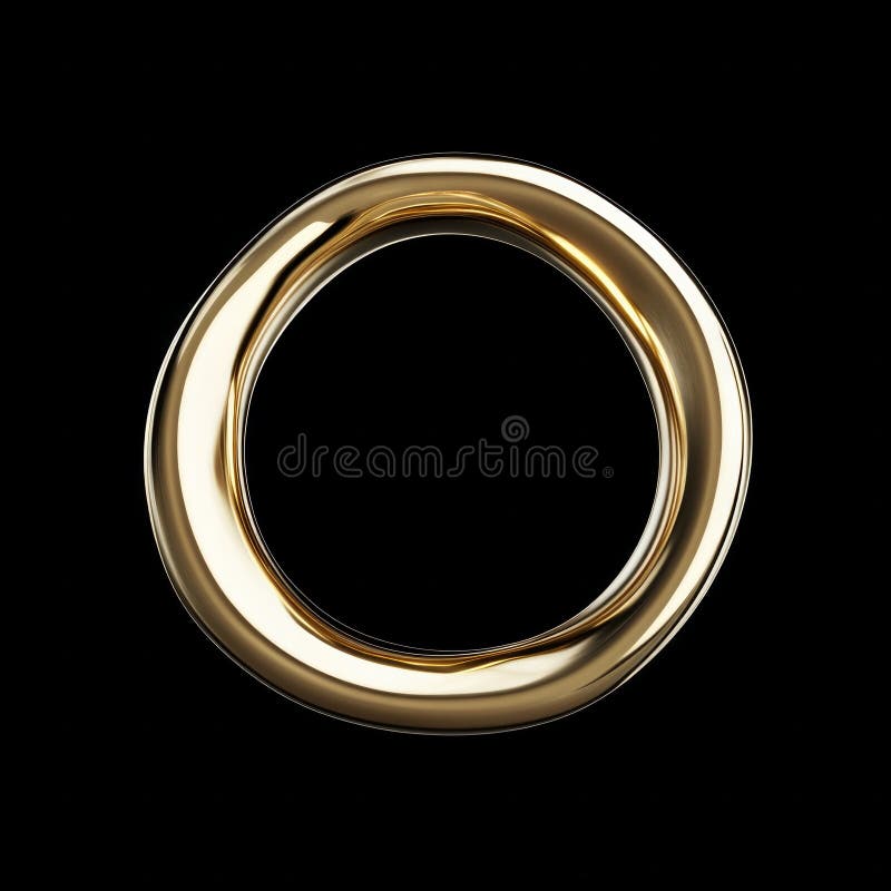Elegant Gold Metallic Circular Ring on Black Background Stock ...