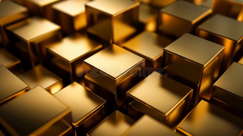 Gold Metallic Cubes in a Geometric Pattern, Close-up. Modern Luxury ...