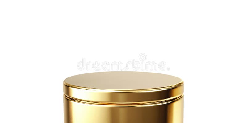 Gold Metallic Cylinder Container Isolated on Transparent Background ...