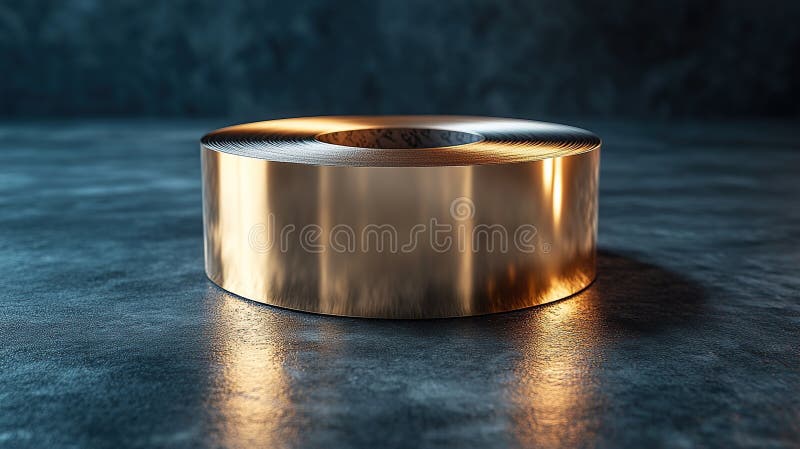Gold Metallic Cylinder on Dark Surface Stock Illustration ...