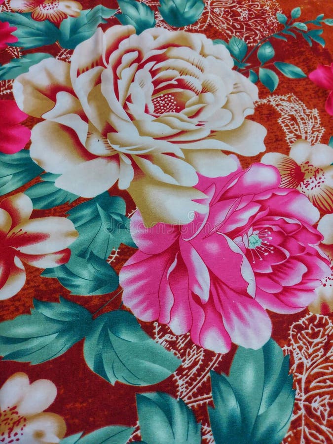 Gold Metallic Flower Panel Fabric ,maroon Background Stock Photo ...