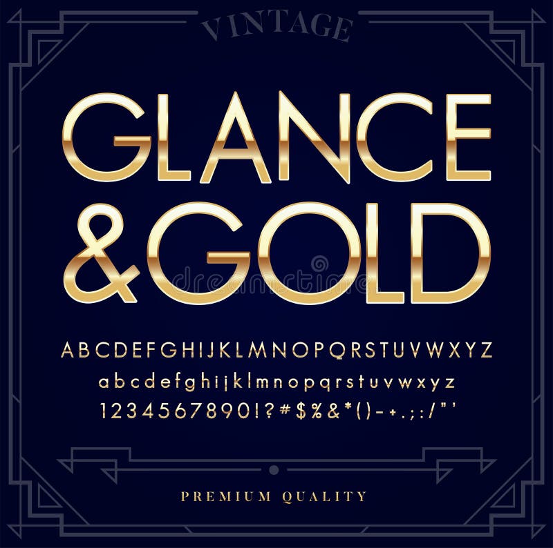 Gold Metallic Font Set. stock vector. Illustration of character - 187780727
