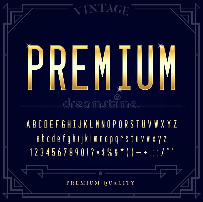 Gold Metallic Font Set. Letters, Numbers and Special Characters Stock ...