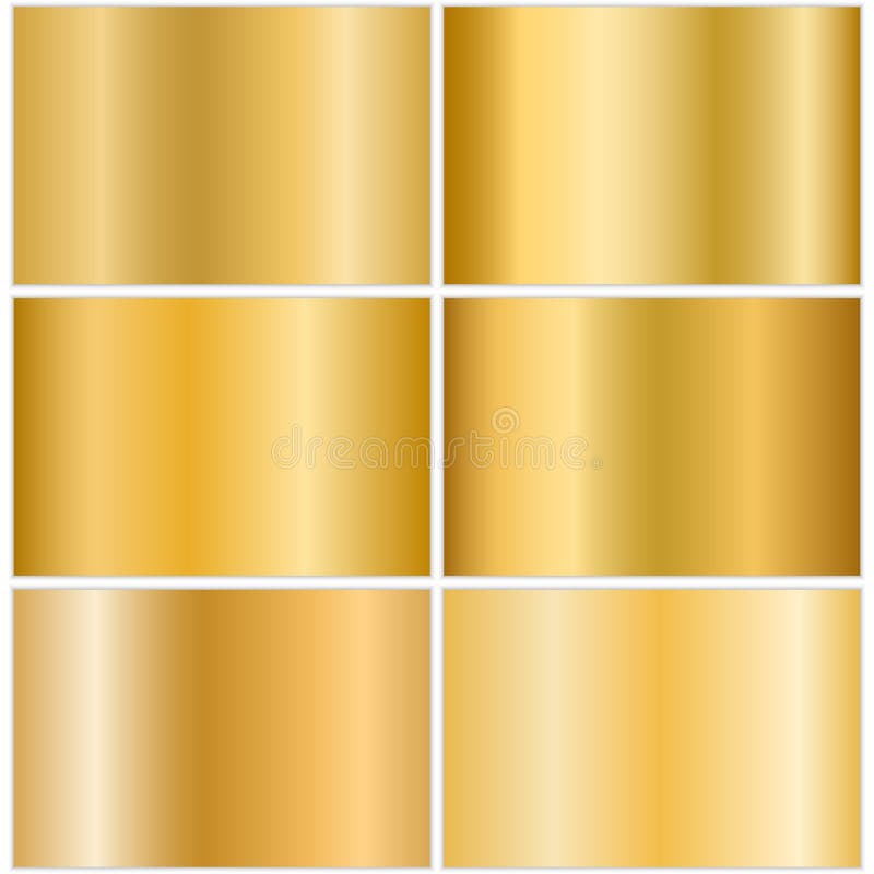 Gold metallic gradient set stock vector. Illustration of material ...