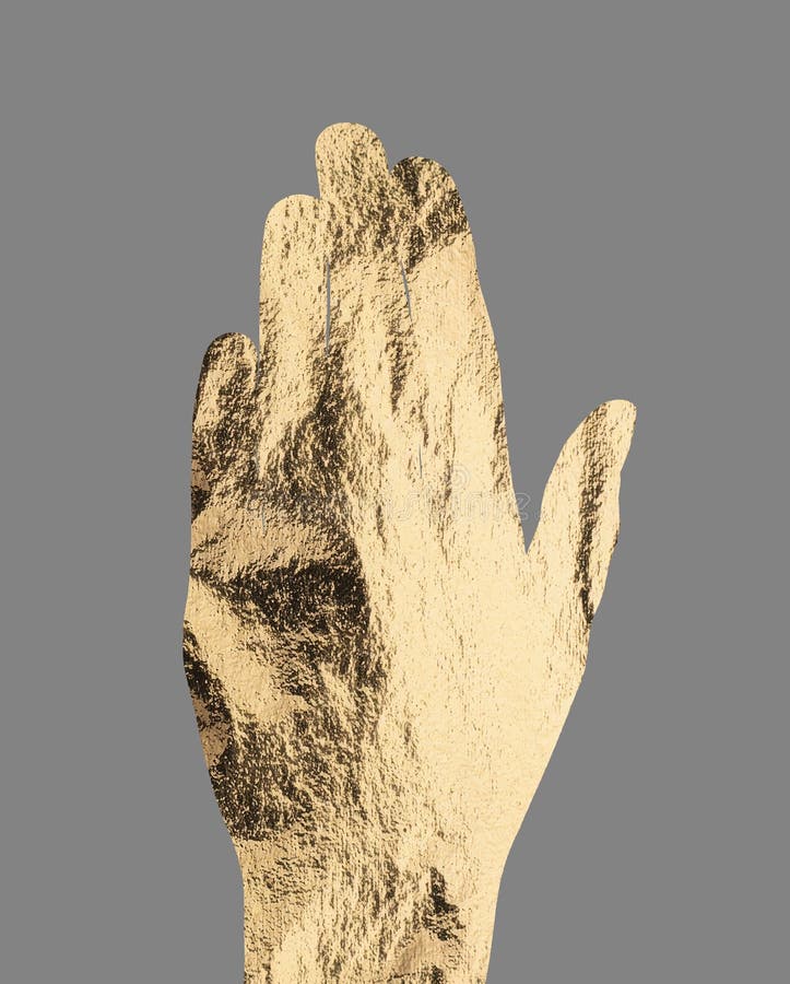 Gold Metallic Hand in an Upright Gesture, Symbolizing Blessing ...