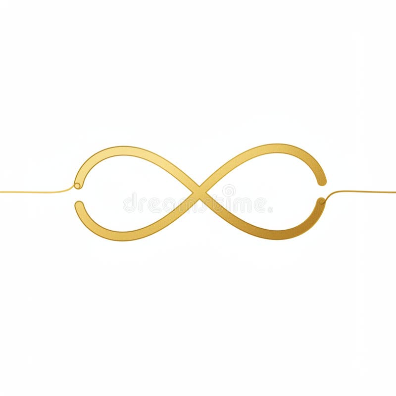 A Gold Metallic Infinity Symbol is Centered Against a Plain White ...