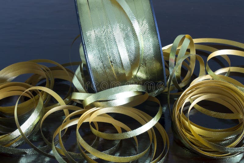 Gold metallic Ribbons stock image. Image of shiny, steamers - 74476007