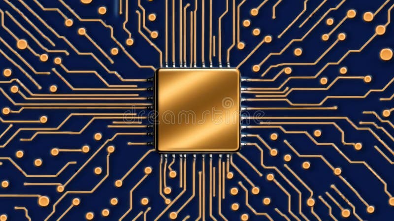 Gold Microchip Circuit Board Design Stock Illustration - Illustration ...