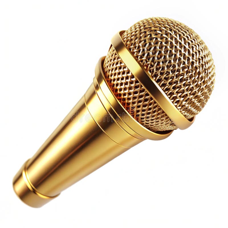 Gold Microphone Isolated on White Background Stock Illustration ...