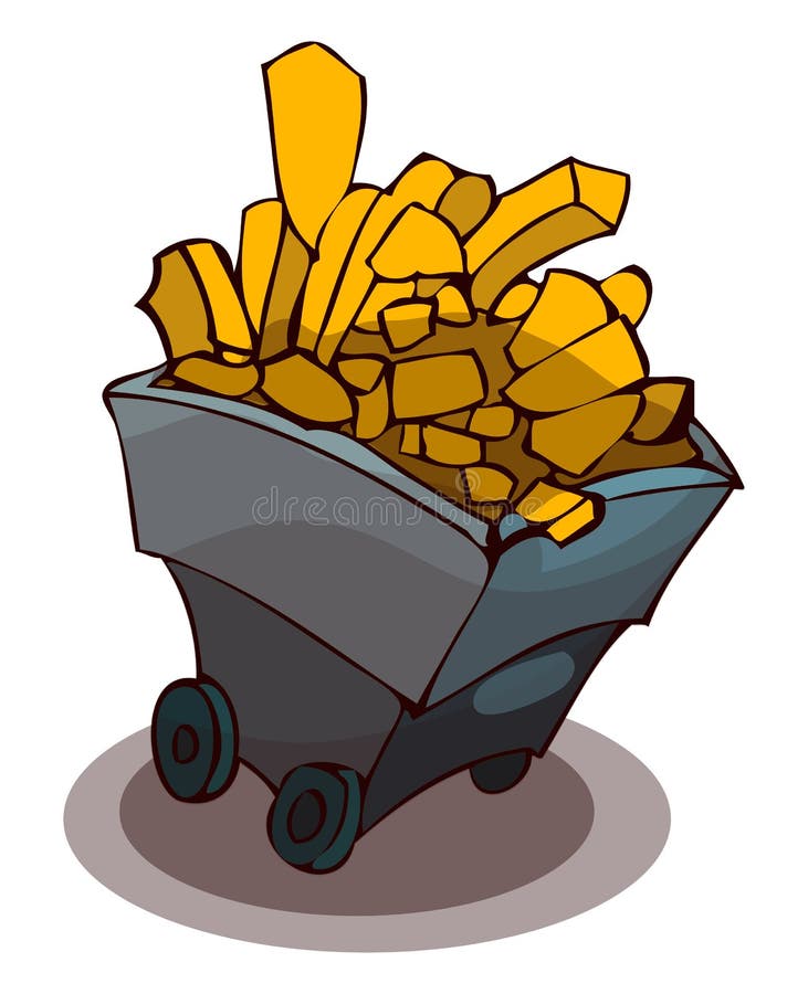 Gold Mine Cart, Vector Illustration. Stock Vector - Illustration of ...