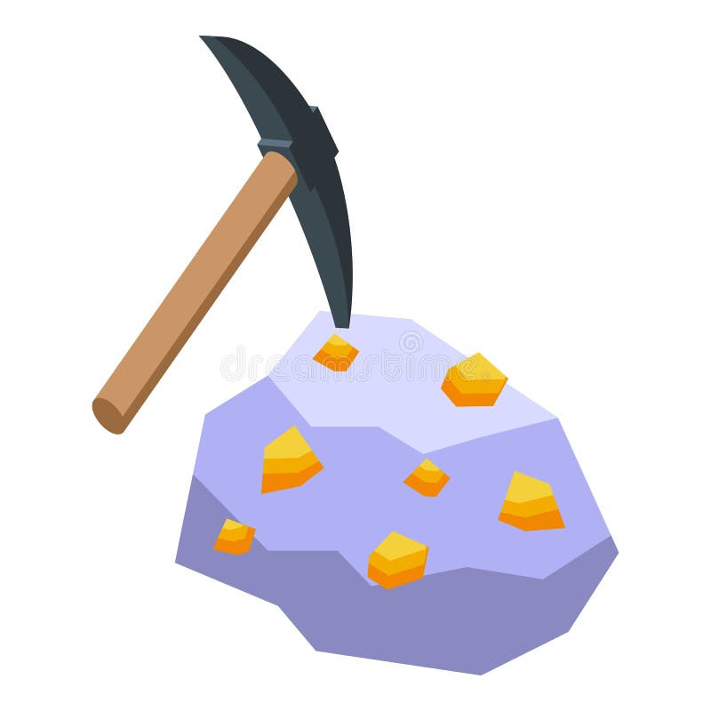 Gold Mine Pick Axe Icon Isometric Vector. Work Cart Stock Illustration ...