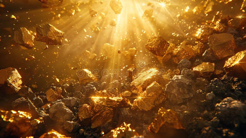 Gold Mine with a Sun Shining through Stock Photo - Image of sparkle ...