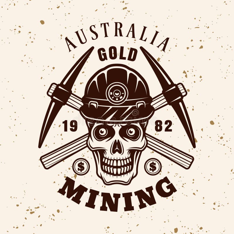 Gold Miner Skull and Pickaxes Vector Emblem Stock Vector - Illustration ... Gold Miner Skull and Pickaxes Vector Emblem Stock Vector - Illustration ...