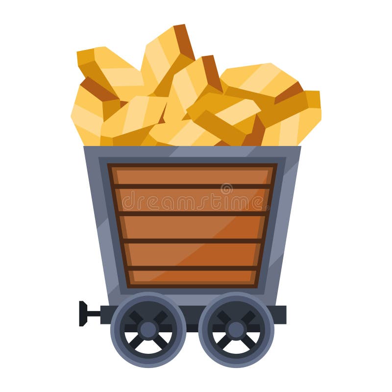 Gold Mining Cart Full of Nuggets Icon Stock Illustration - Illustration ...