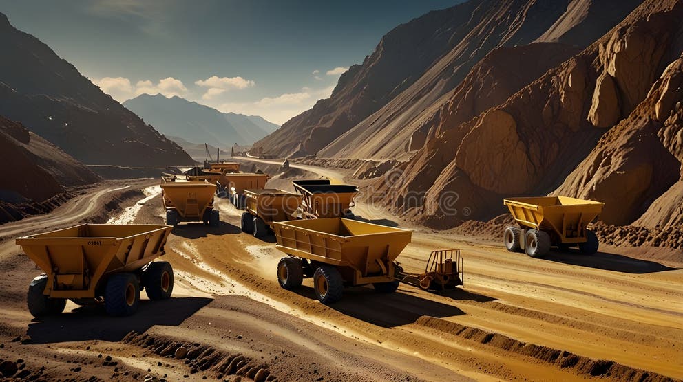 Gold Mining Industry with Panning Equipment, Refining Process, and ...