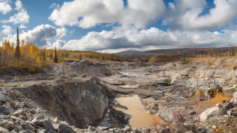 Gold Mining, Open Pit with Waste Sand and Earth for Gold Ore Mining ...