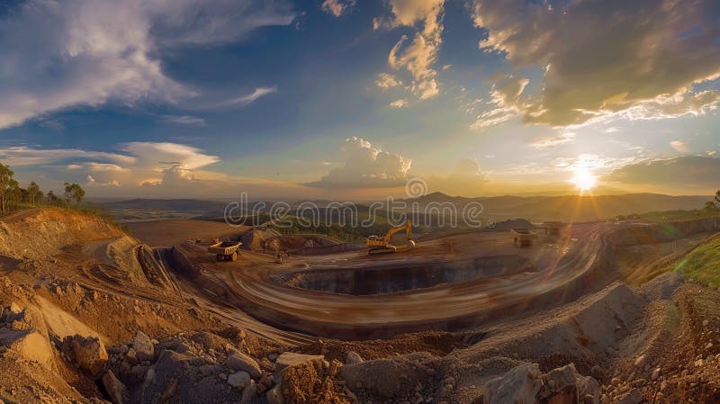 Gold Mining, Open Pit with Waste Sand and Earth for Gold Ore Mining ...