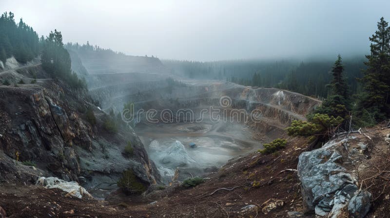 Gold Mining, Open Pit with Waste Sand and Earth for Gold Ore Mining ...