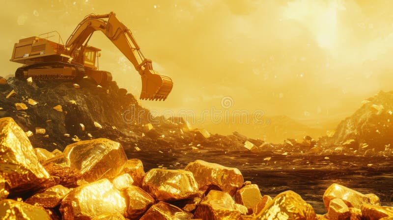 Gold Mining Operation at Sunset Stock Image - Image of machinery ...