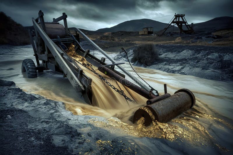 Gold Mining by Washing Soil Using an Industrial Dredge Stock ...