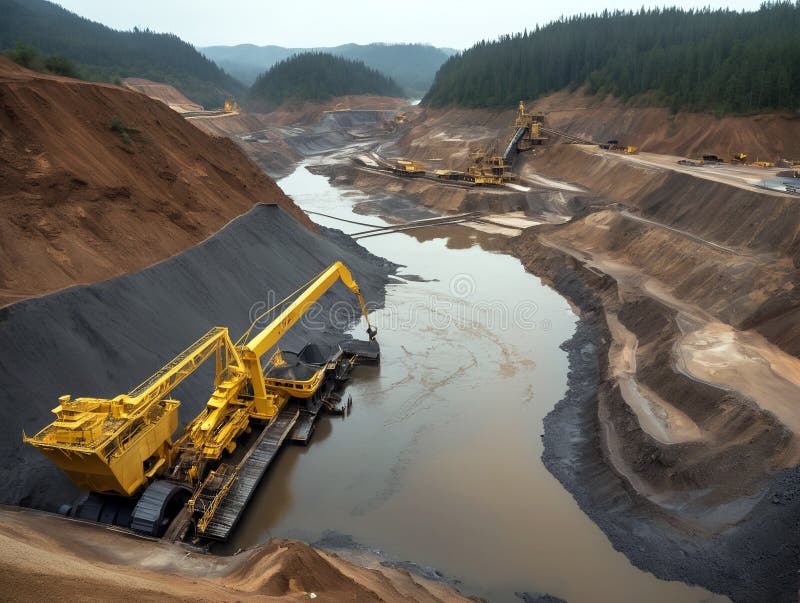 Gold Mining by Washing the Soil Using Industrial Dredge Stock ...