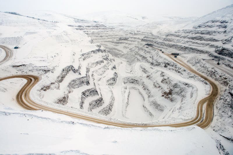 Gold mining in the winter stock photo. Image of extracting - 86562278