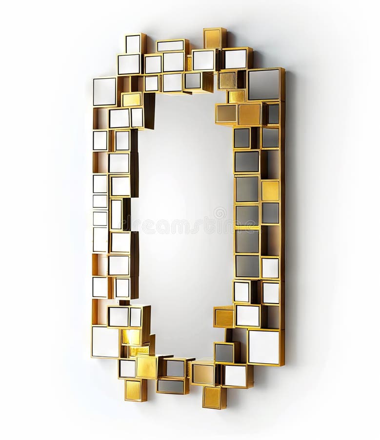 A Gold Mirror with Squares on it Stock Photo - Image of frame, shape ...