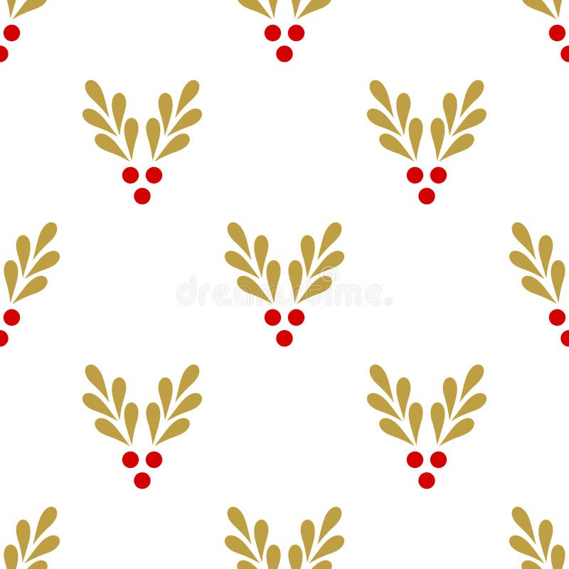 Gold Mistletoe Decor Elegant Christmas Seamless Pattern Stock Vector ...