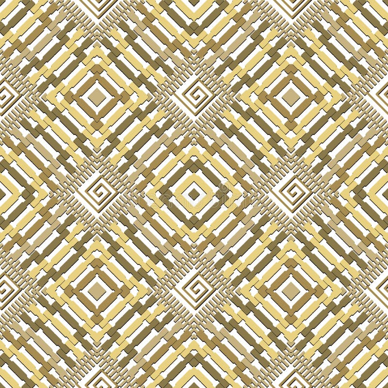 Gold Modern Seamless Pattern. Structured Grid Vector Background. Tribal ...