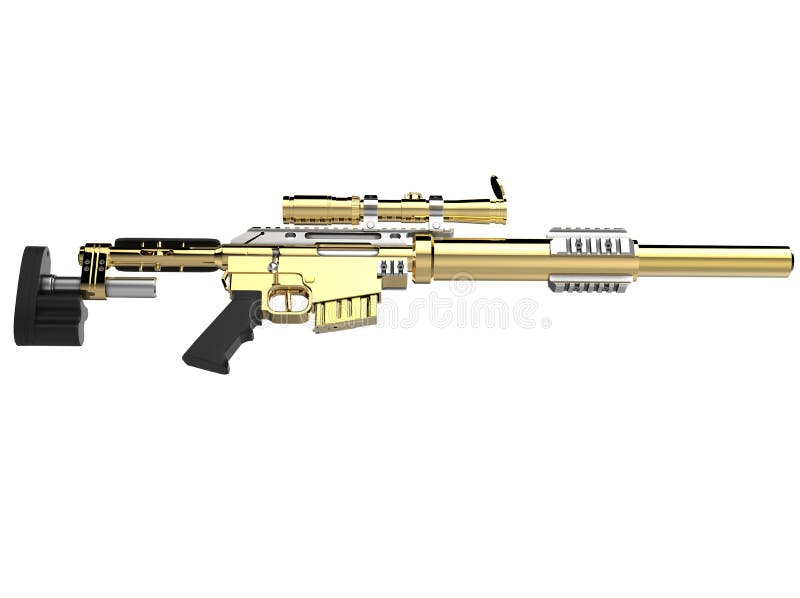 Gold modern sniper rifle stock illustration. Illustration of render ...