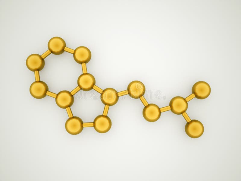 Gold model of a molecule stock illustration. Illustration of abstract ...