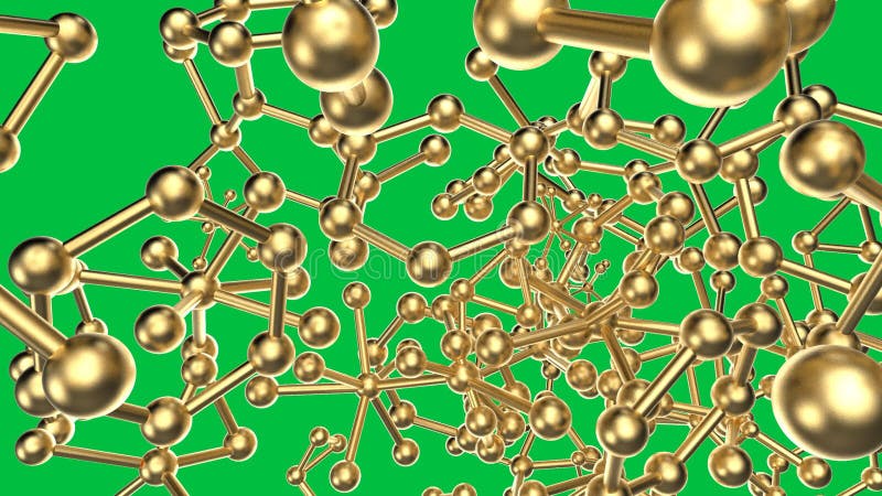 Gold Molecule Structure on Green Screen Stock Footage - Video of atomic ...