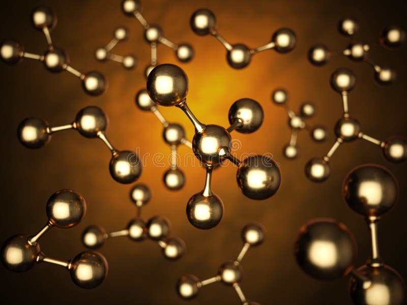 Gold Molecules Model Science Concept Stock Illustration - Illustration ...