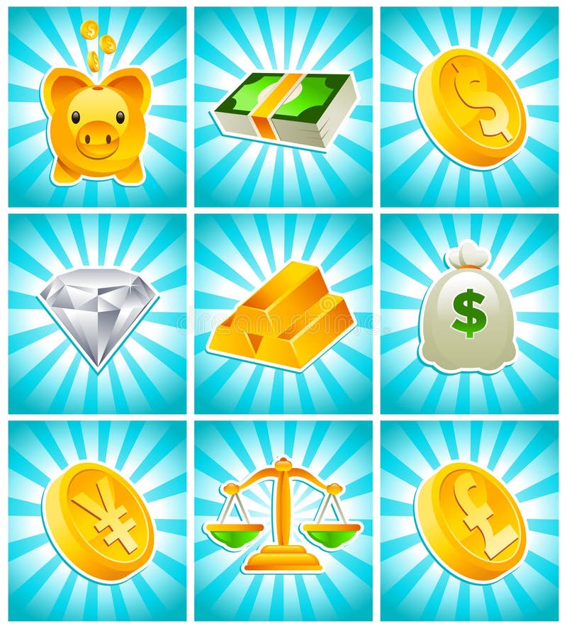 Gold Money Icons stock vector. Illustration of burst - 23632845