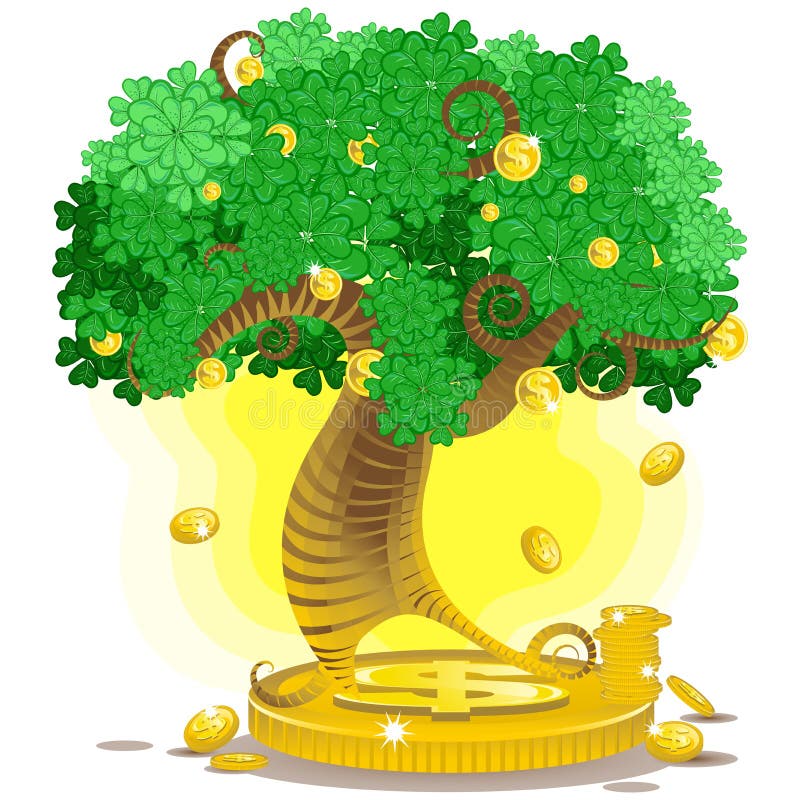 Gold money tree stock vector. Illustration of leaf, trees - 23908326