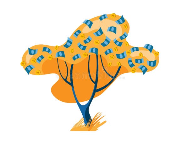 Gold money tree. stock vector. Illustration of tree - 207034046