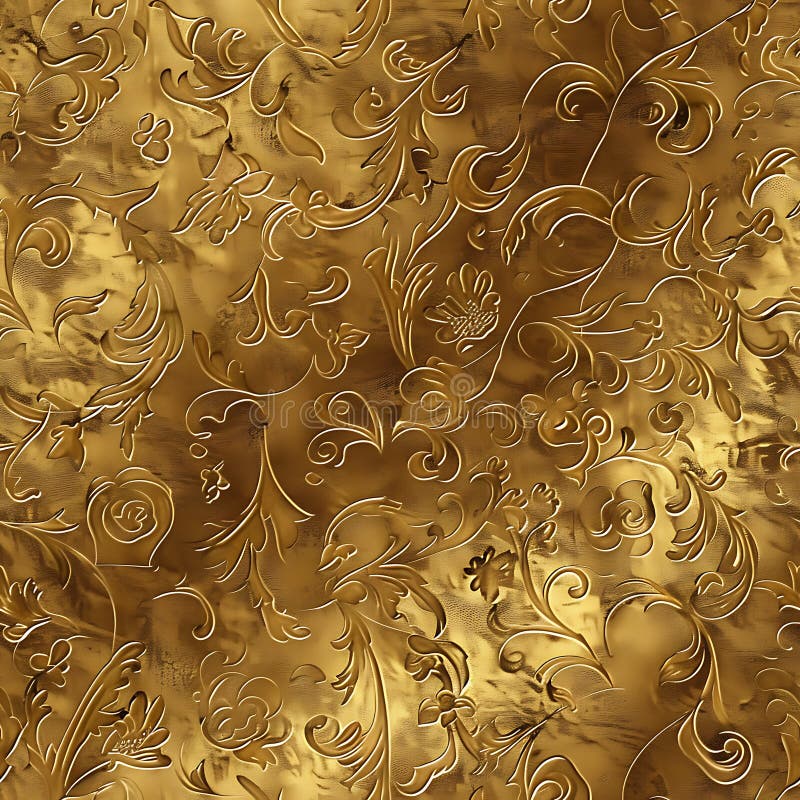 Gold Monochromatic Embossed Design on a Seamless Tile Stock ...