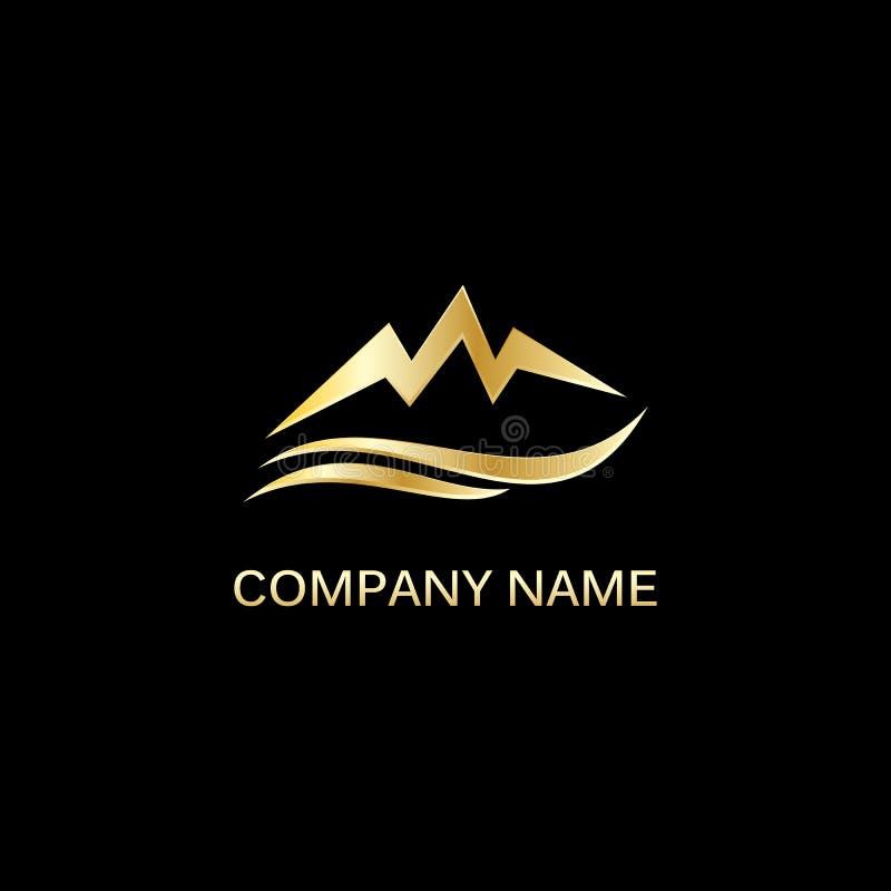 Gold Mountain Abstract Vector Logo Stock Vector - Illustration of black ...