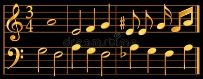 Gold Music Notes, Black Background Stock Vector - Illustration of gold ...