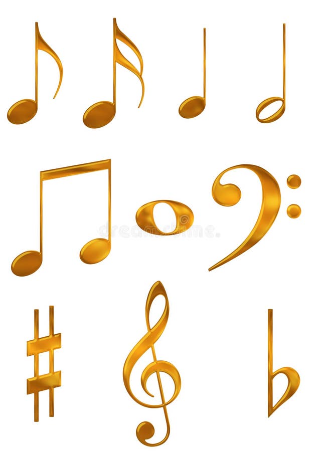 Gold music symbols stock vector. Illustration of golden - 17326568