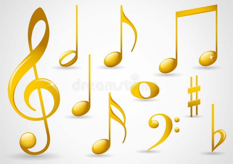 Gold music symbols stock vector. Illustration of golden - 17326568