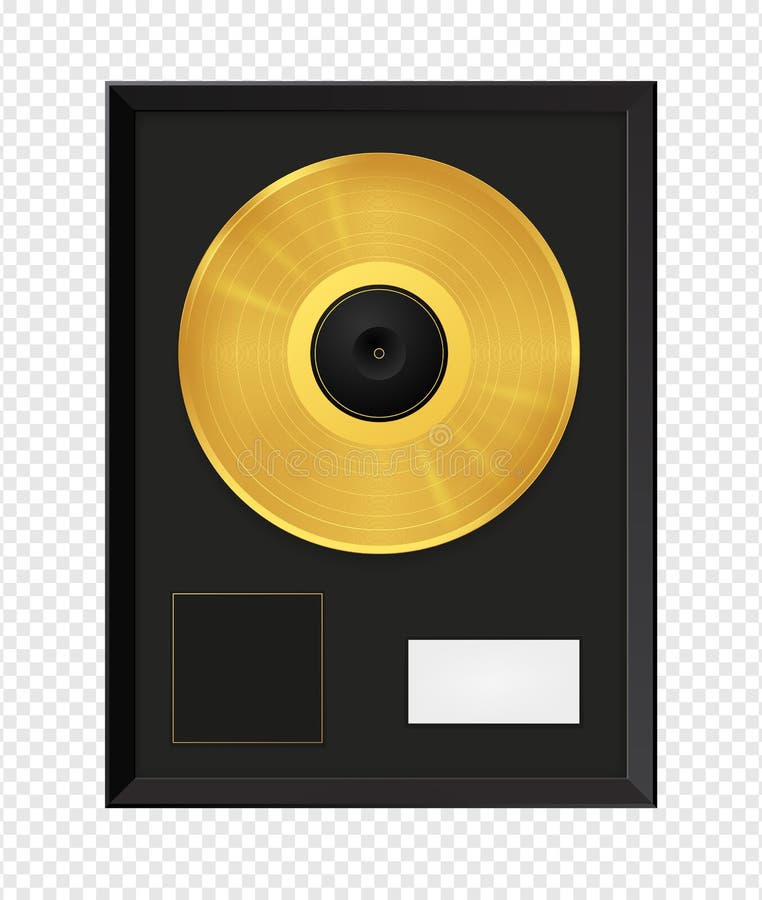 Gold Music Vinyl Record in Black Frame. Vector Image on Transparent ...